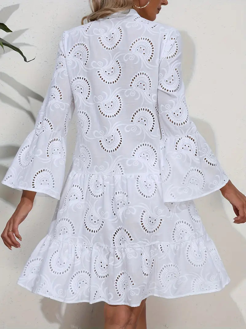 Luna’s Delicate Whirl Broderie Detail Mini Dress – Luna Mae