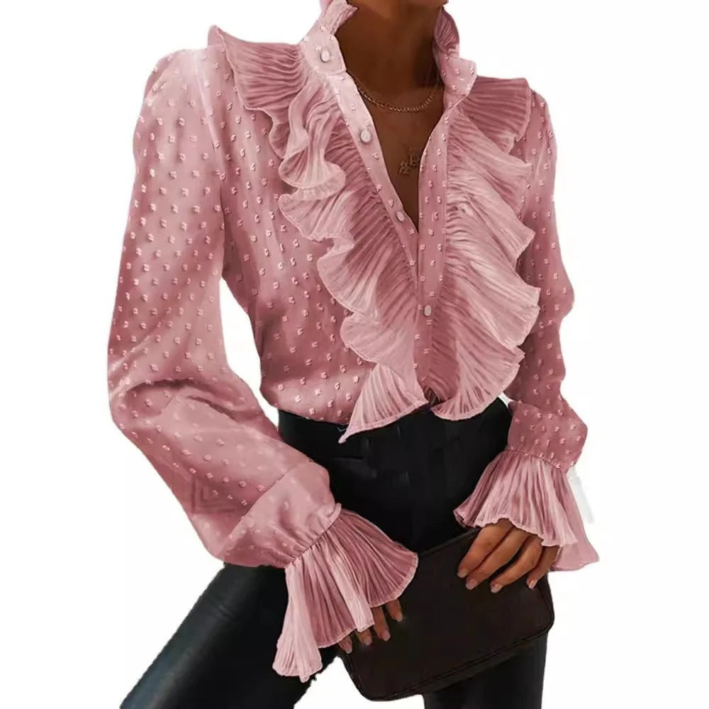 Luna’s Romantic Flair Ruffle Button Blouse – Luna Mae